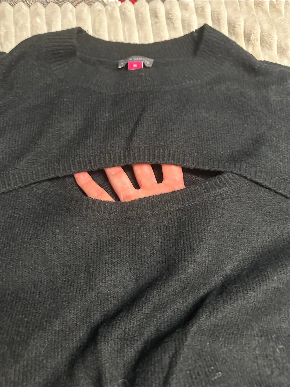 Vince Camuto | Sweaters | Vince Camuto Black Crewneck Sweater With ...